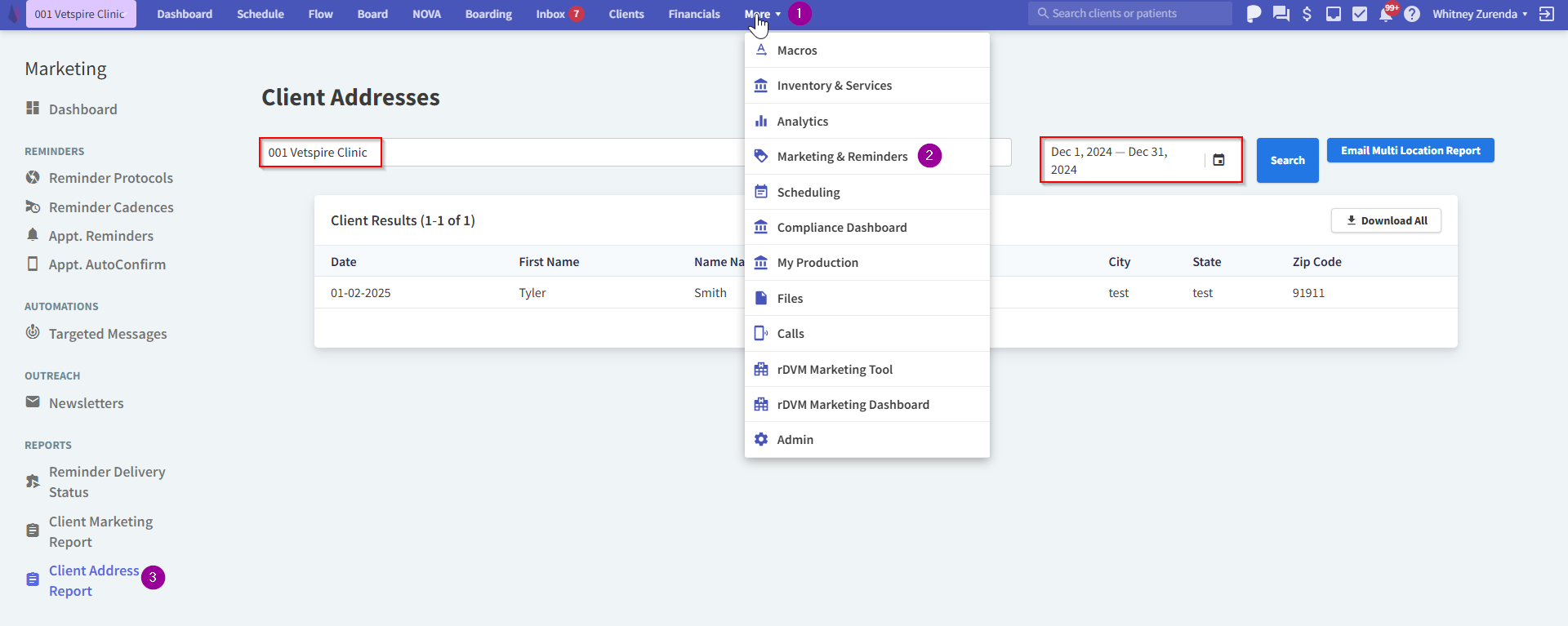 Client Address Report