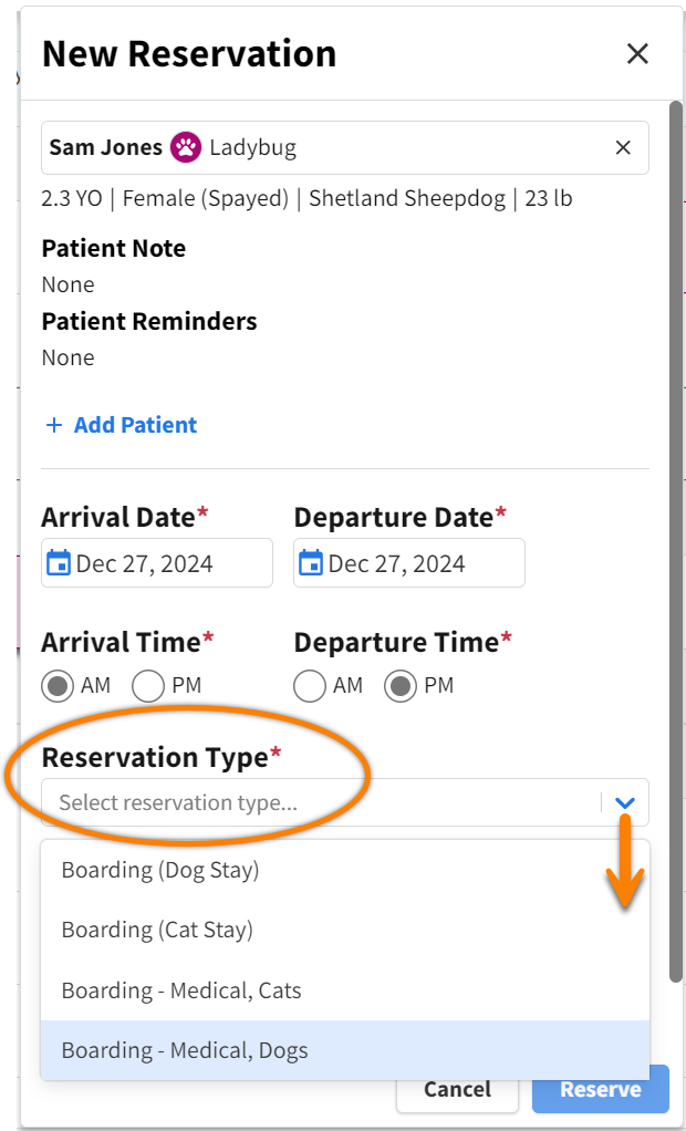 About Boarding Reservation Types